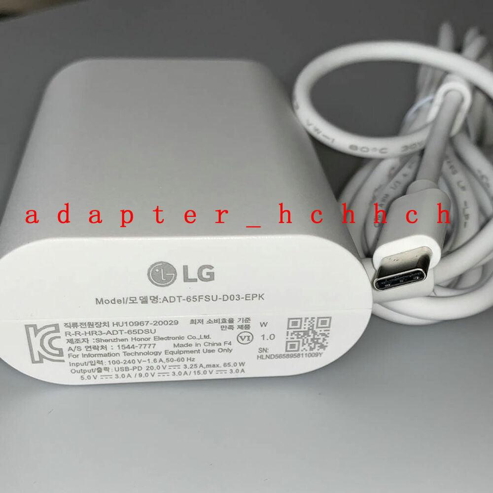 Original LG Gram 65W USB-C Charger 16Z90P-G.AA56N 16Z90P-G.AA75N 16Z90